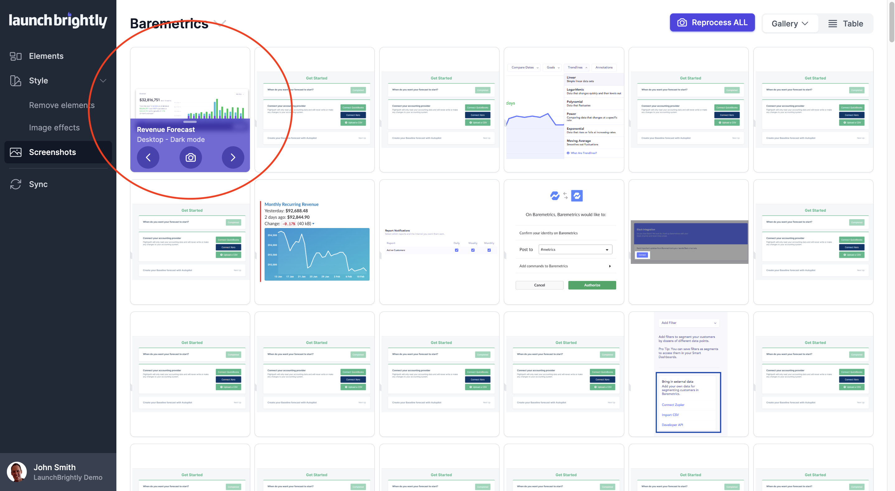 Reprocess screenshots for individual Product Elements – LaunchBrightly